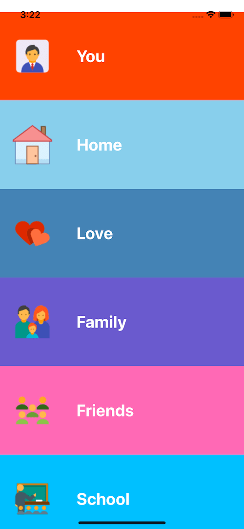 React Native Home Colorful Menu Ui Example Template